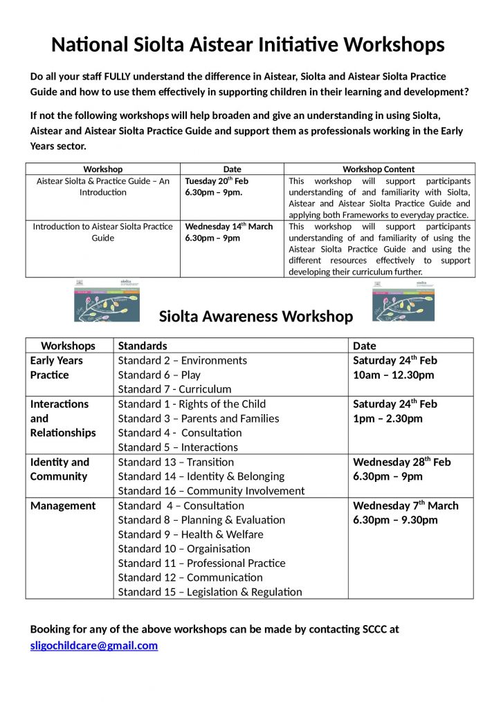 National Siolta Aistear Initiative Workshops | Sligo County Childcare ...