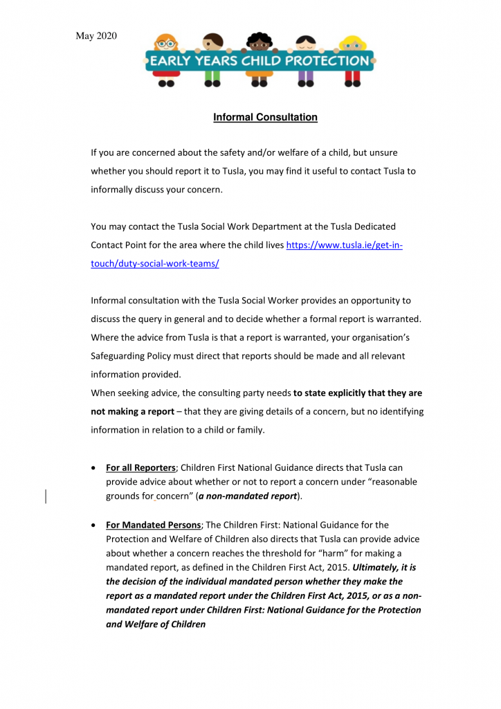 Informal Consultation | Sligo County Childcare Committee