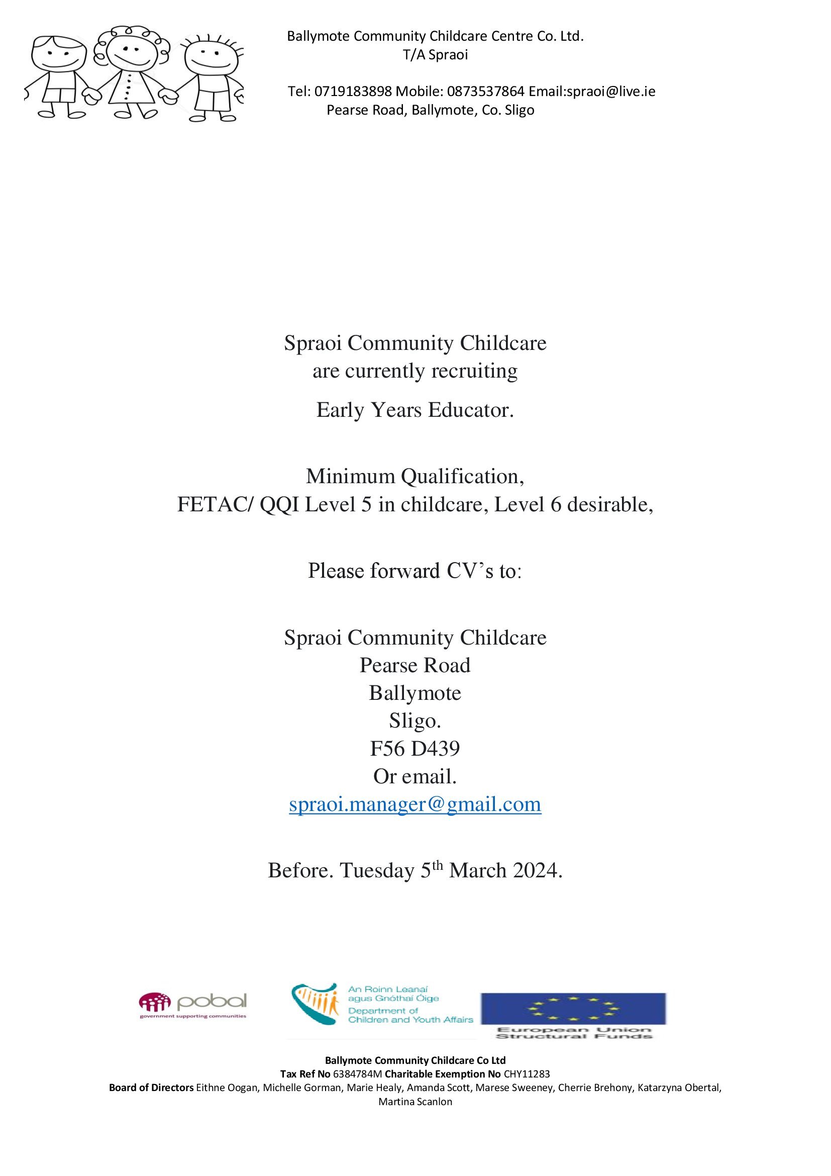 Childcare Jobs | Sligo County Childcare Committee